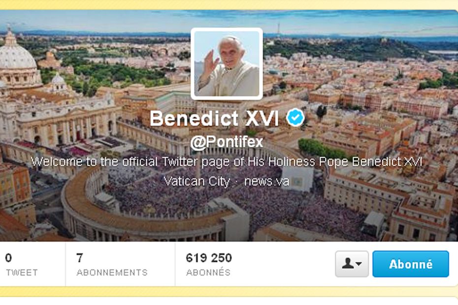 Le premier tweet de Benoît XVI publié